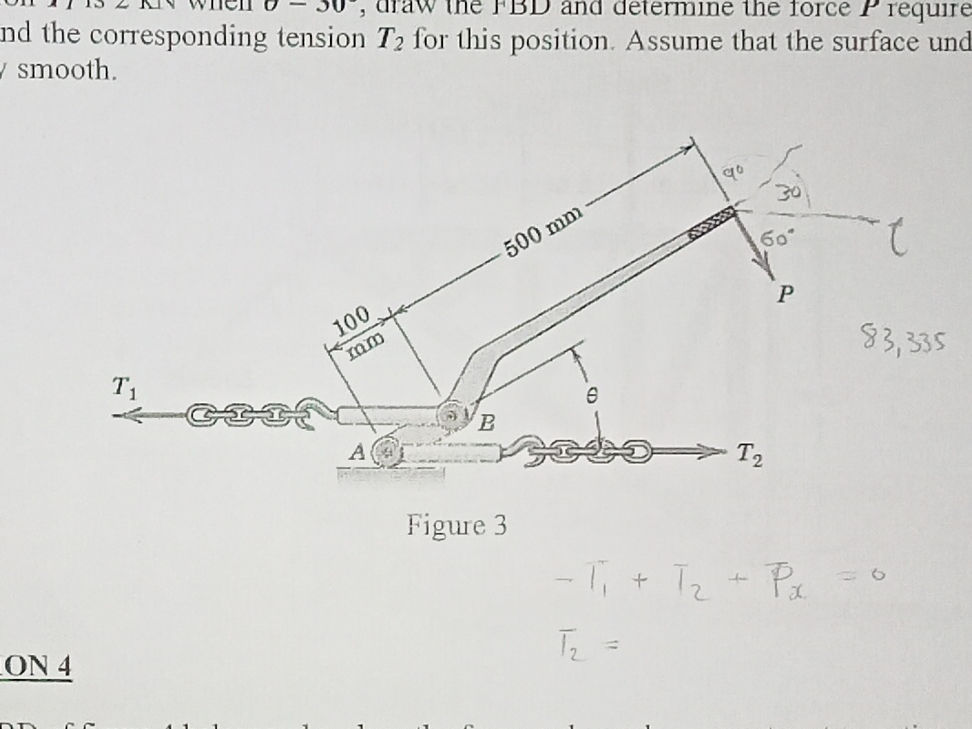 draw the FBD and determine the force P | StudyX