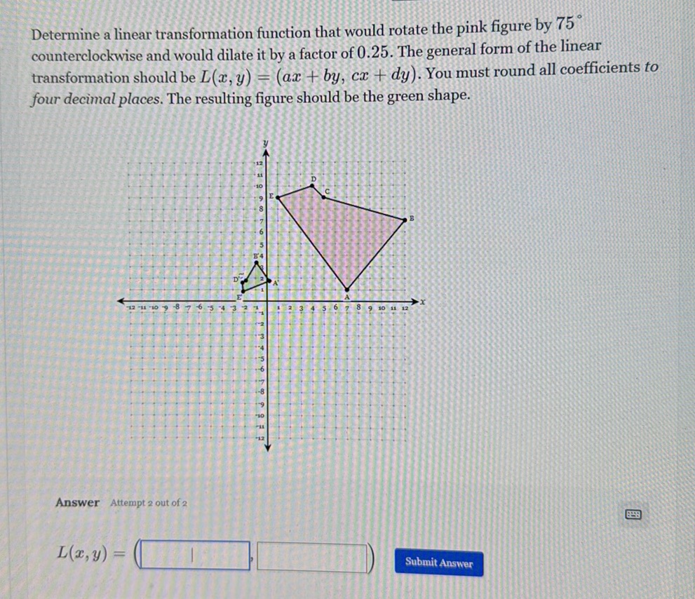 Determine a linear transformation function | StudyX
