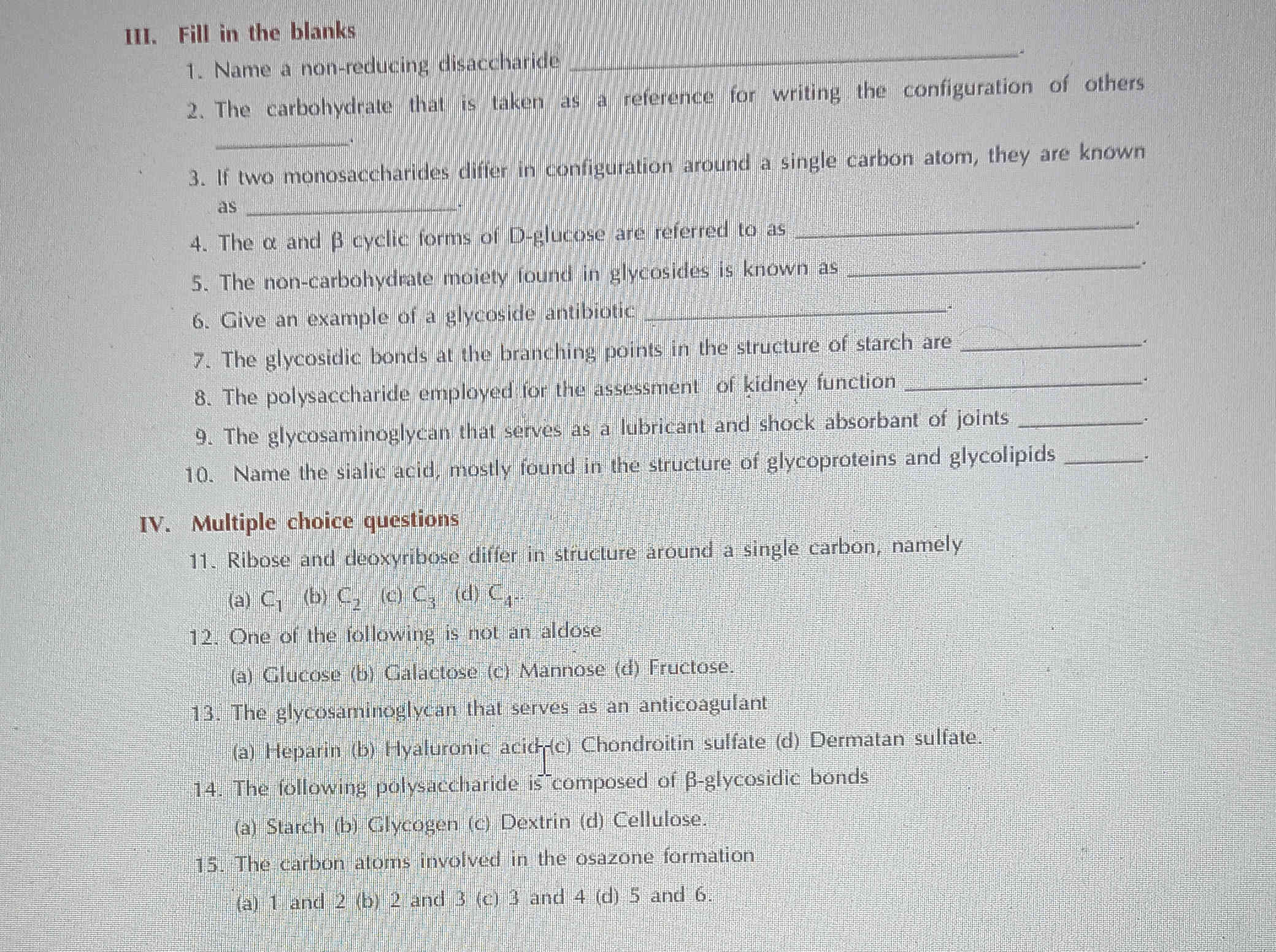 III. Fill in the blanks 1. Name a | StudyX