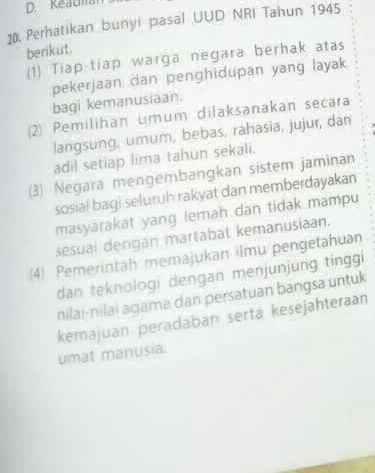 10. Perhatikan bunyi pasal UUD NRI Tahun | StudyX