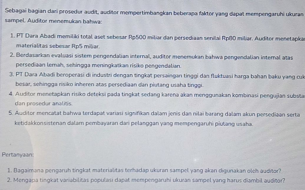 Sebagai bagian dari prosedur audit, auditor | StudyX