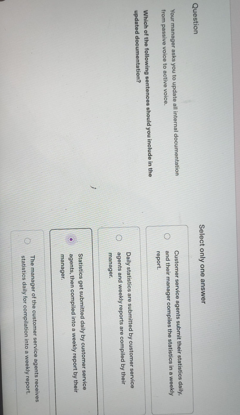 Your manager asks you to update all internal | StudyX