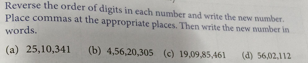 Reverse the order of digits in each number | StudyX