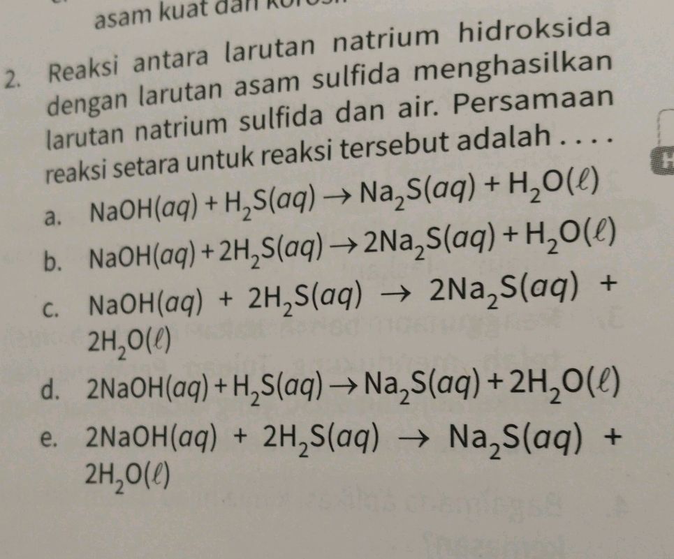 2. Reaksi antara larutan natrium hidroksida | StudyX