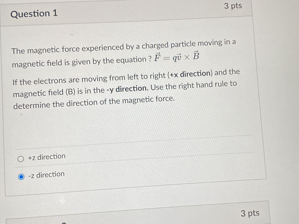 The magnetic force experienced by a charged | StudyX