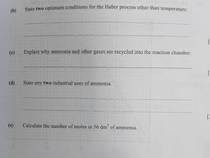 (b) State two optimum conditions for the | StudyX