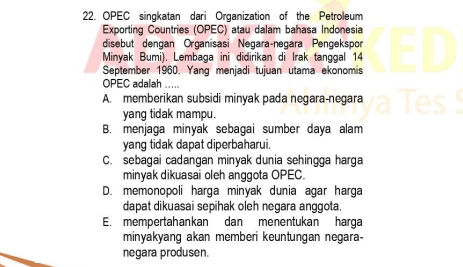 22. OPEC singkatan dari Organization of the | StudyX