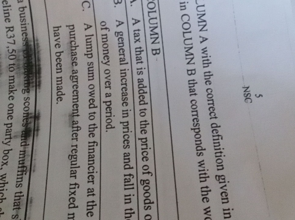 LUMN A with the correct definition given in | StudyX