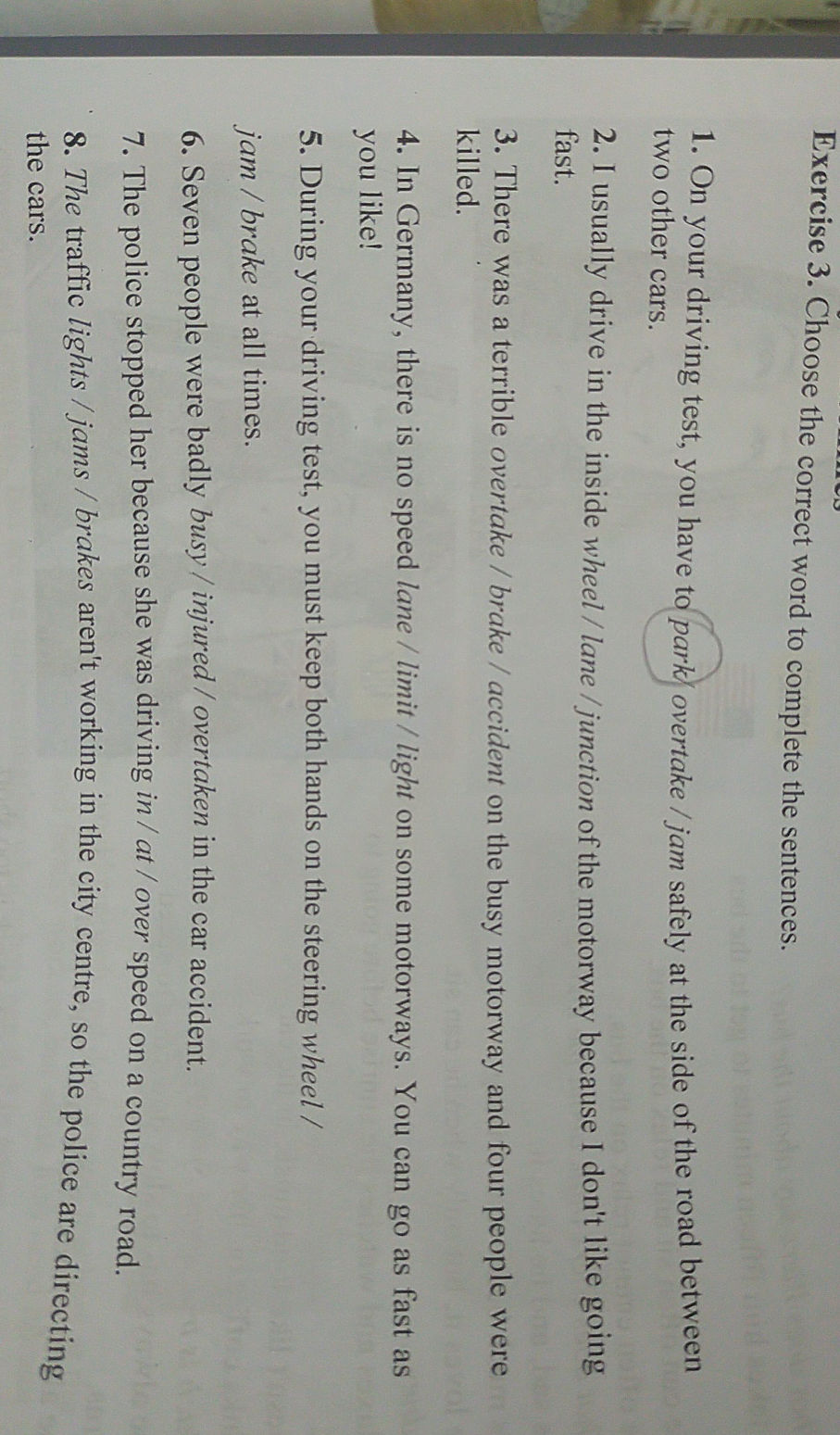 Exercise 3. Choose the correct word to | StudyX