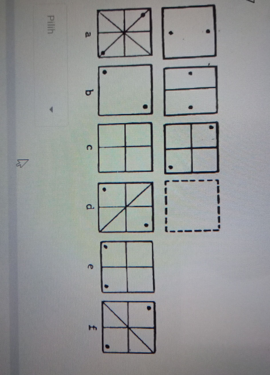 Pilih a. A square with lines and dots. b. | StudyX