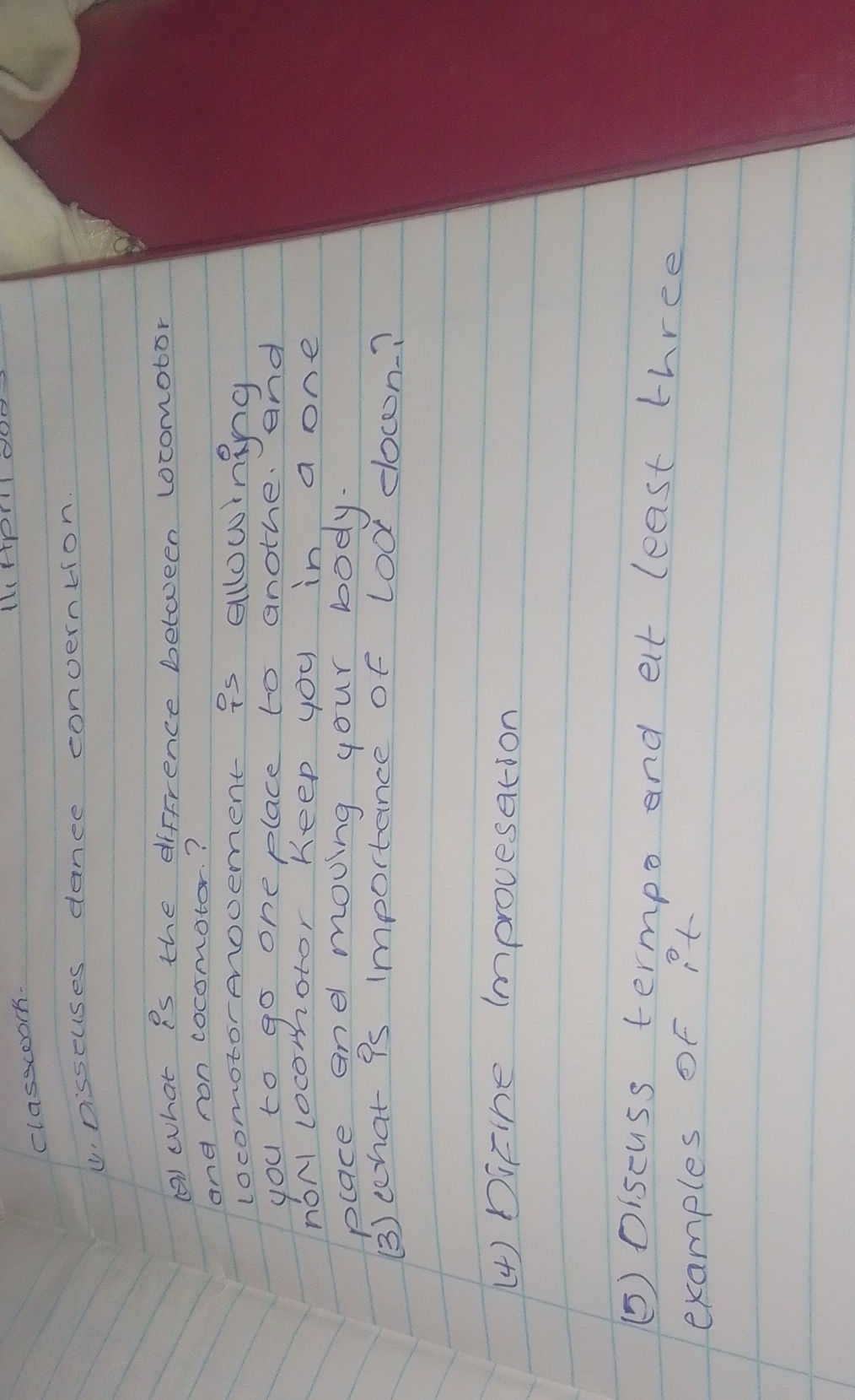 (2) What is the difference between locomotor | StudyX