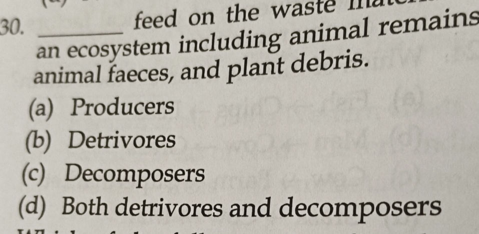 30. feed on the waste an ecosystem including | StudyX