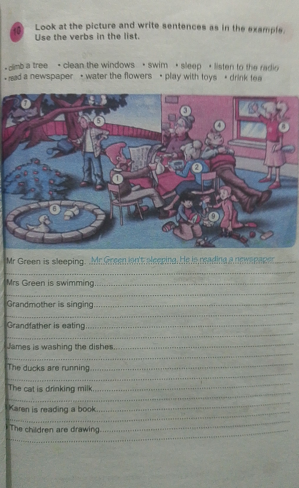 Look at the picture and write sentences as | StudyX