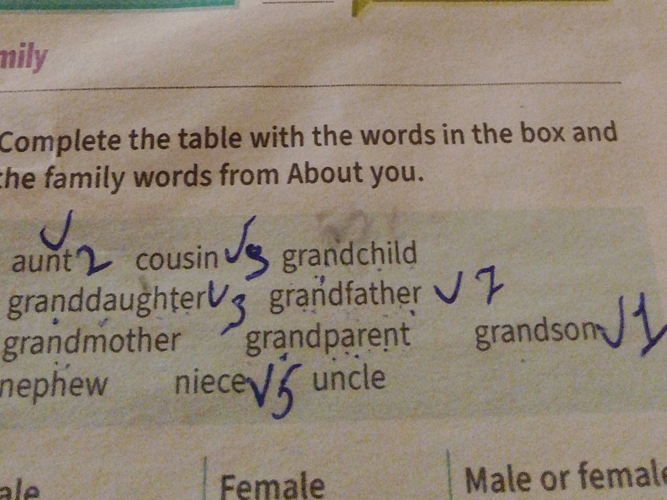 Complete the table with the words in the box | StudyX