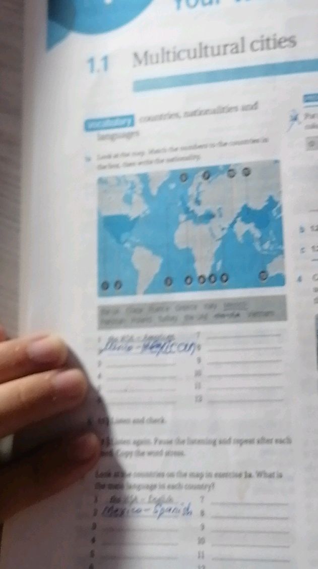 Look at the map. Match the numbers to the | StudyX