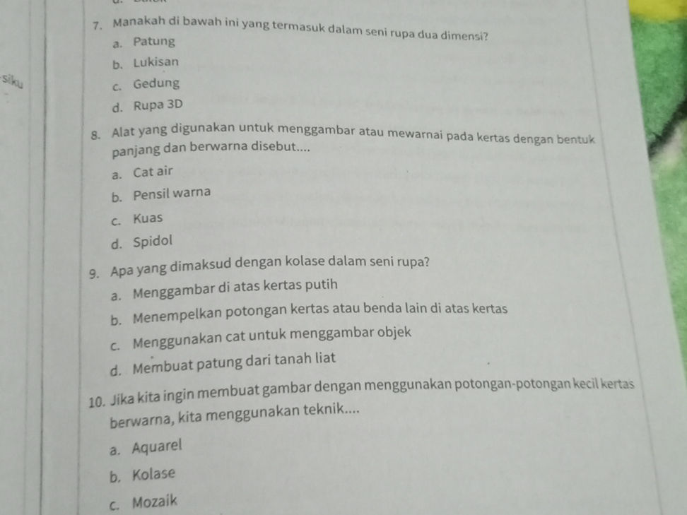 7. Manakah di bawah ini yang termasuk dalam | StudyX