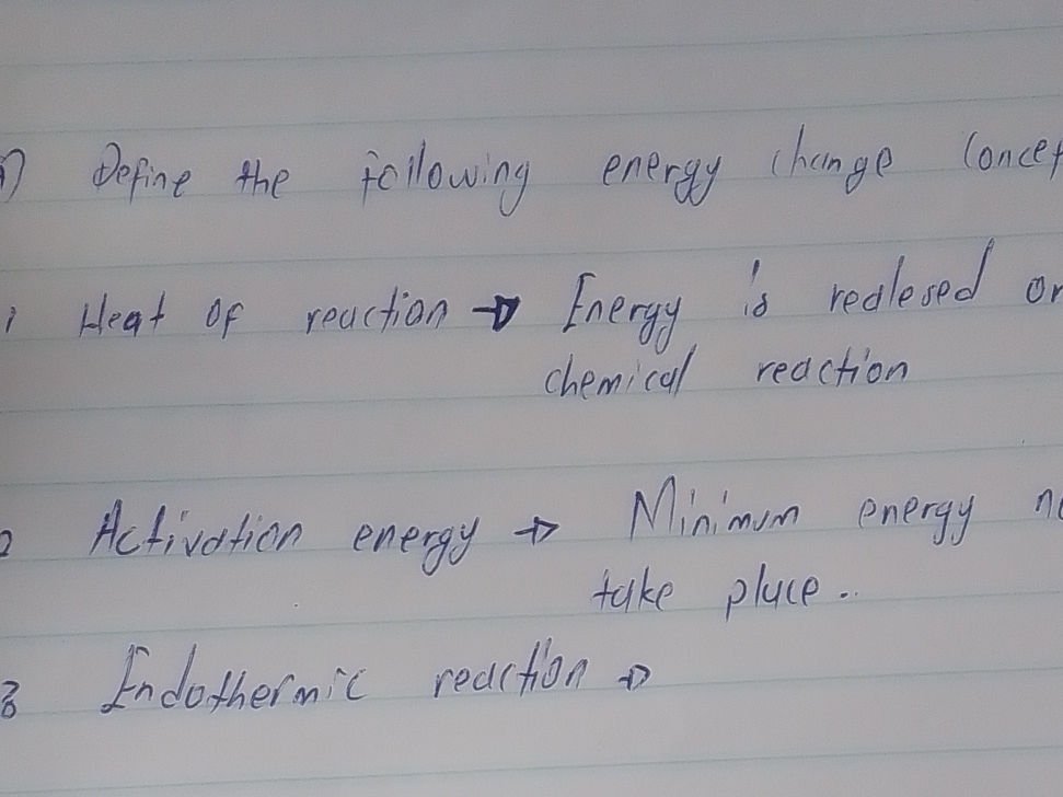 17 Define the following energy change | StudyX
