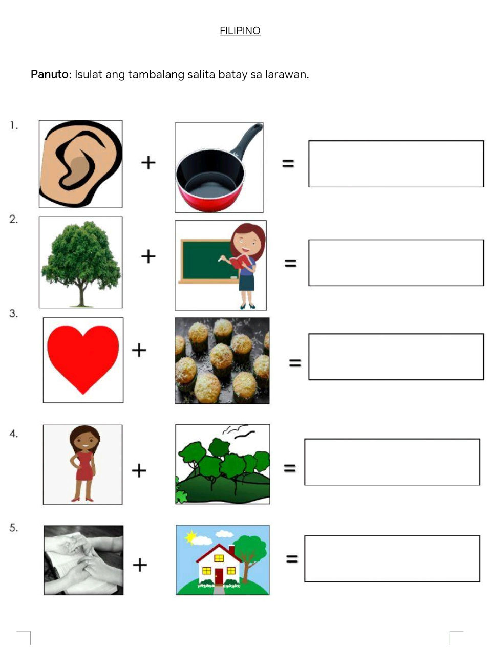 Panuto: Isulat ang tambalang salita batay sa | StudyX