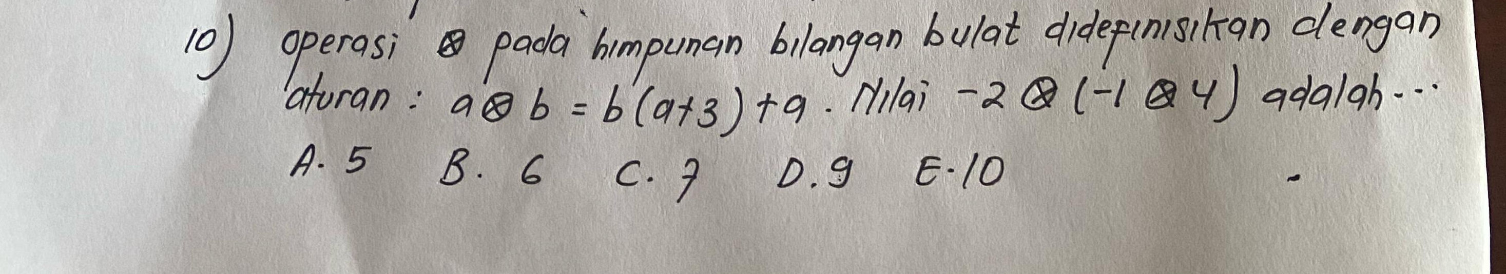 10) operasi $ $ pada himpunan bilangan bulat | StudyX