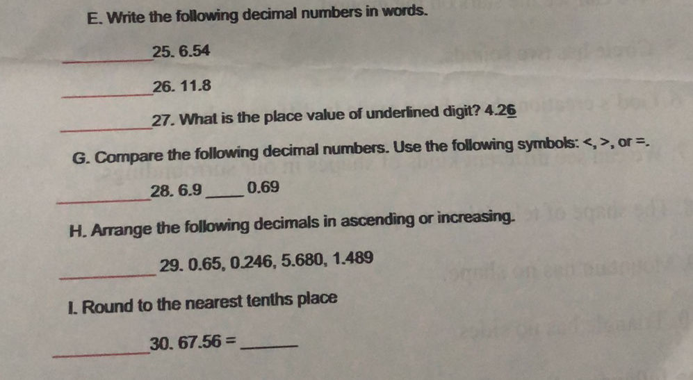 E. Write the following decimal numbers in | StudyX