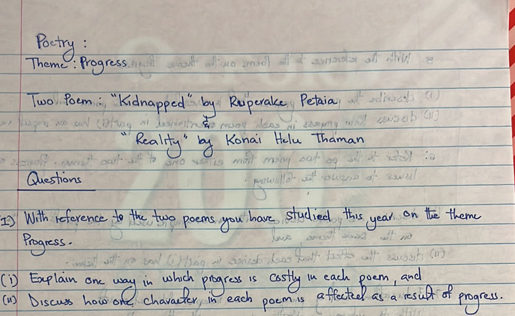 Poetry: Theme: Progress Two Poem: | StudyX