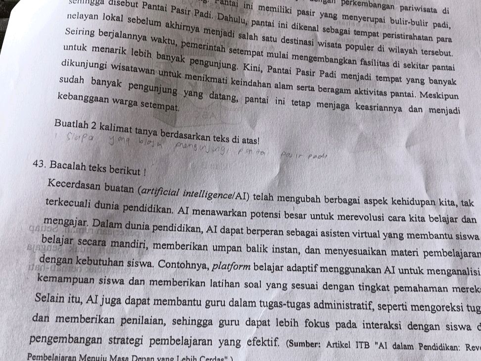 Buatlah 2 kalimat tanya berdasarkan teks di | StudyX