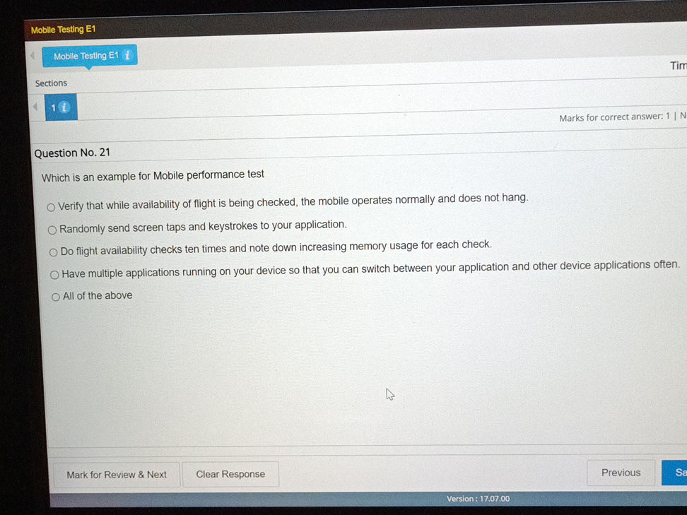 Question No. 21 Which is an example for | StudyX