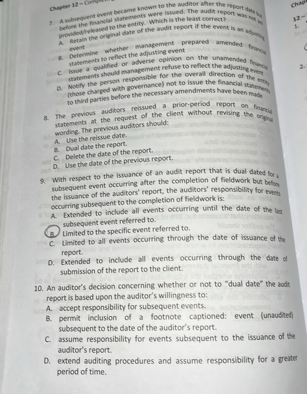 7. A subsequent event became known to the | StudyX