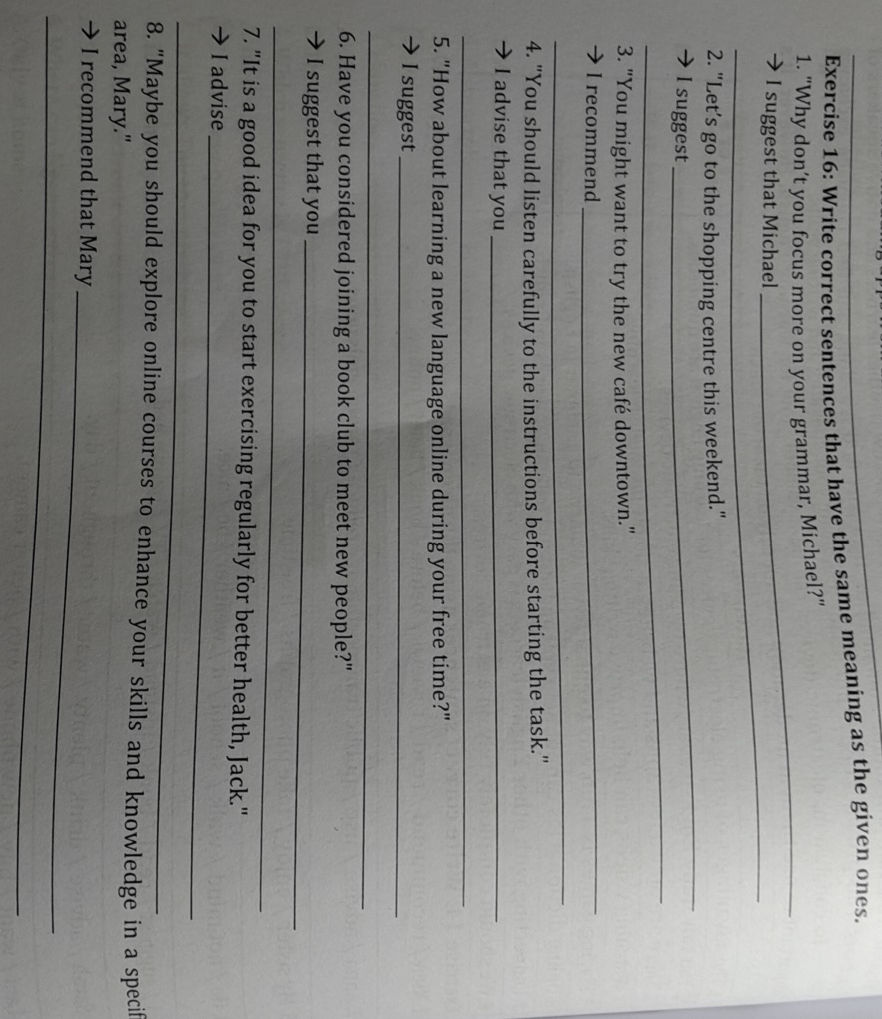 Exercise 16: Write correct sentences that | StudyX