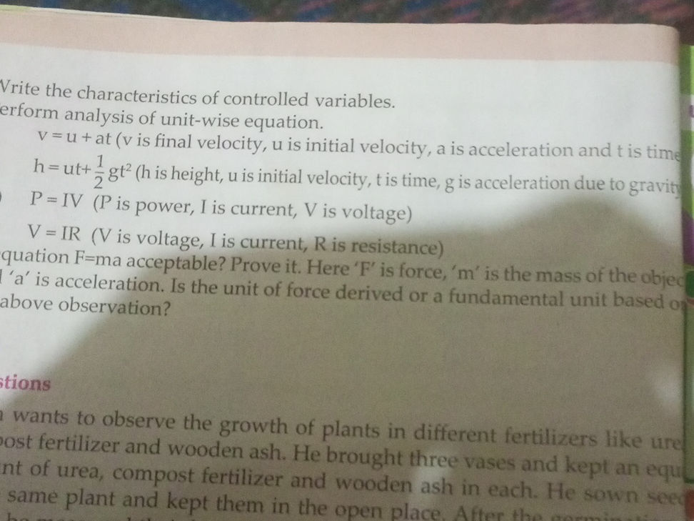v = u + at (v is final velocity, u is | StudyX