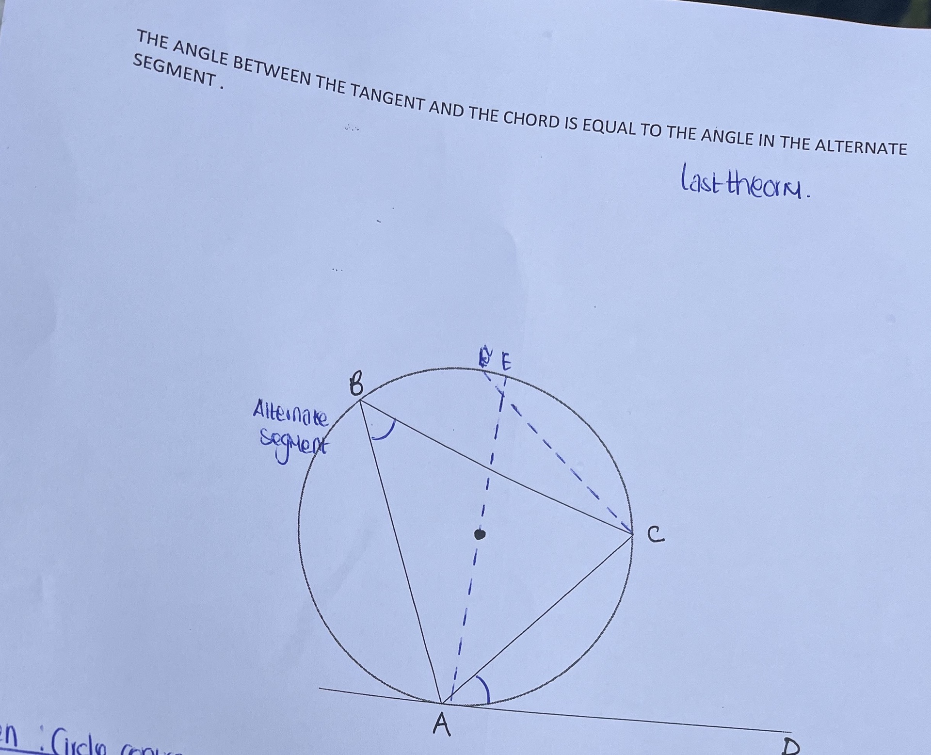 THE ANGLE BETWEEN THE TANGENT AND THE CHORD | StudyX