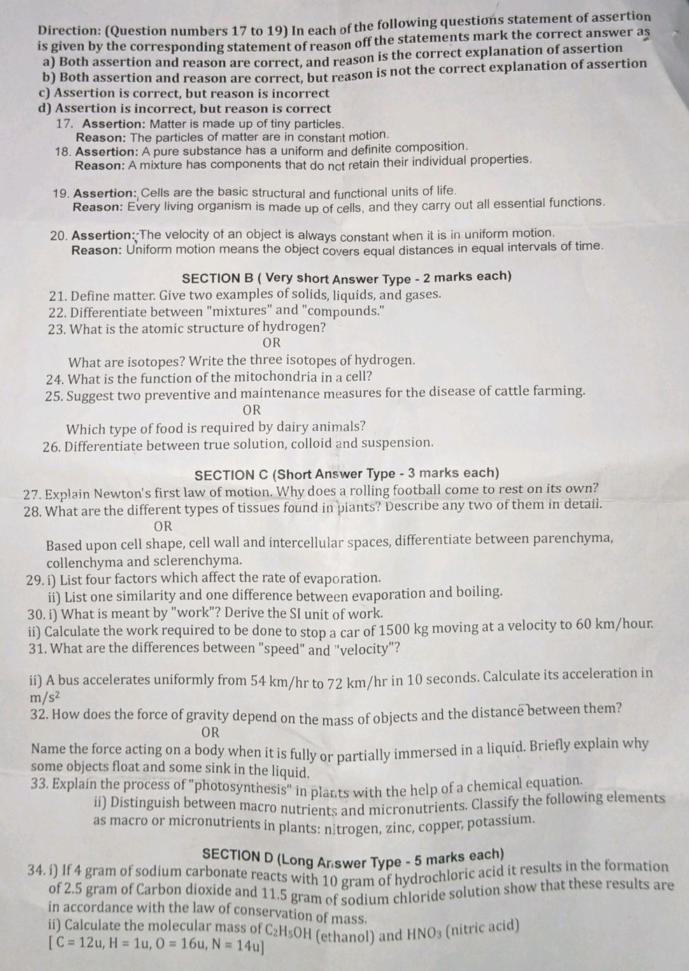 Direction: (Question numbers 17 to 19) In | StudyX