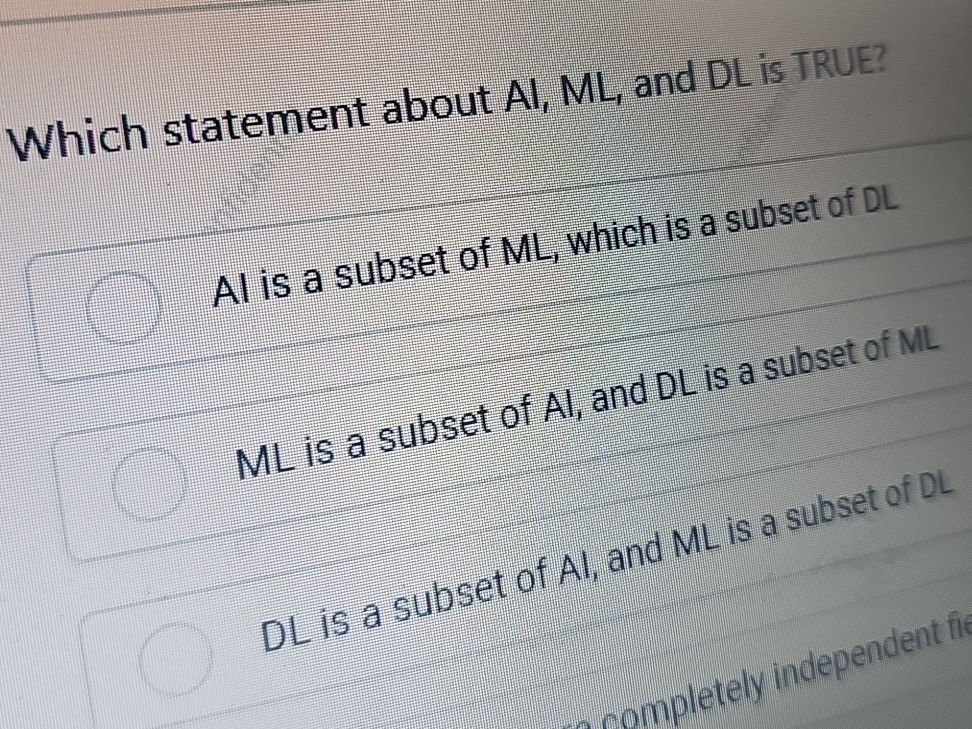 Which statement about AI, ML, and DL is | StudyX