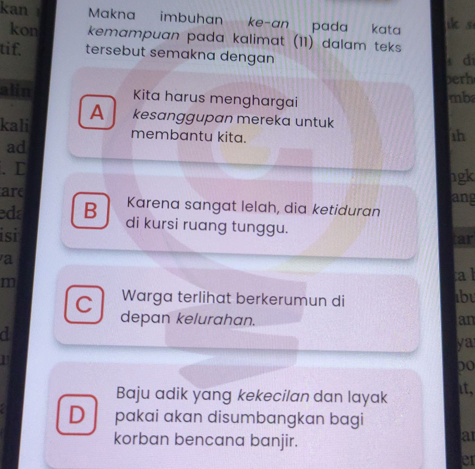 Makna imbuhan ke-an pada kata kemampuan pada | StudyX