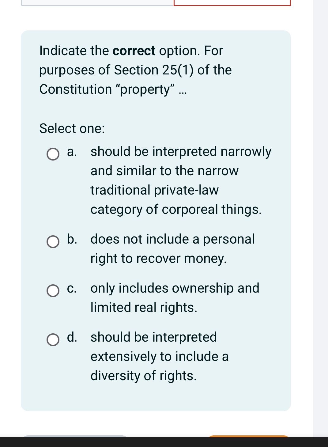 Indicate the correct option. For purposes of | StudyX