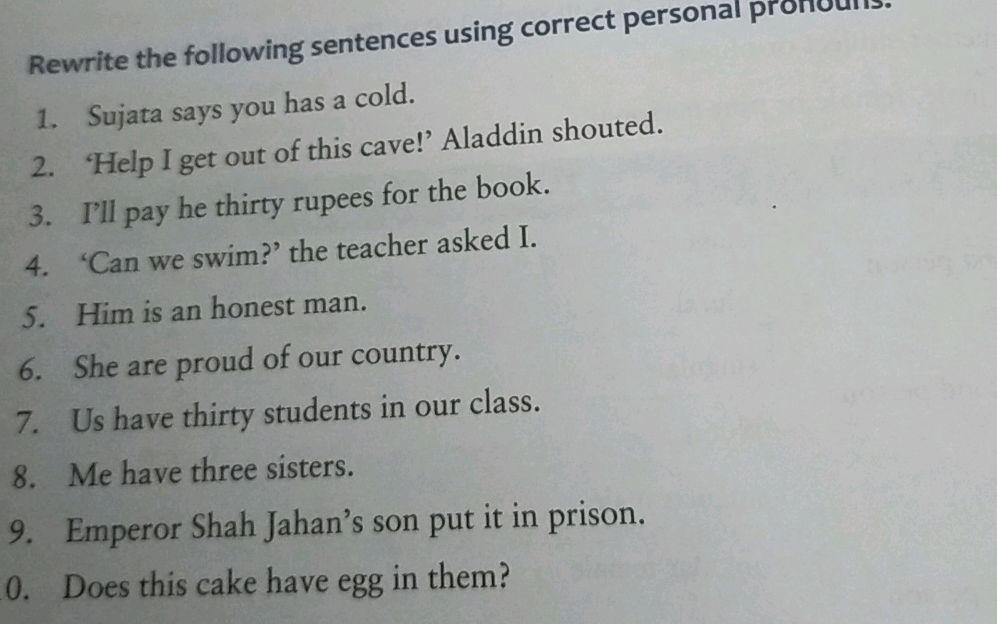 Rewrite the following sentences using | StudyX