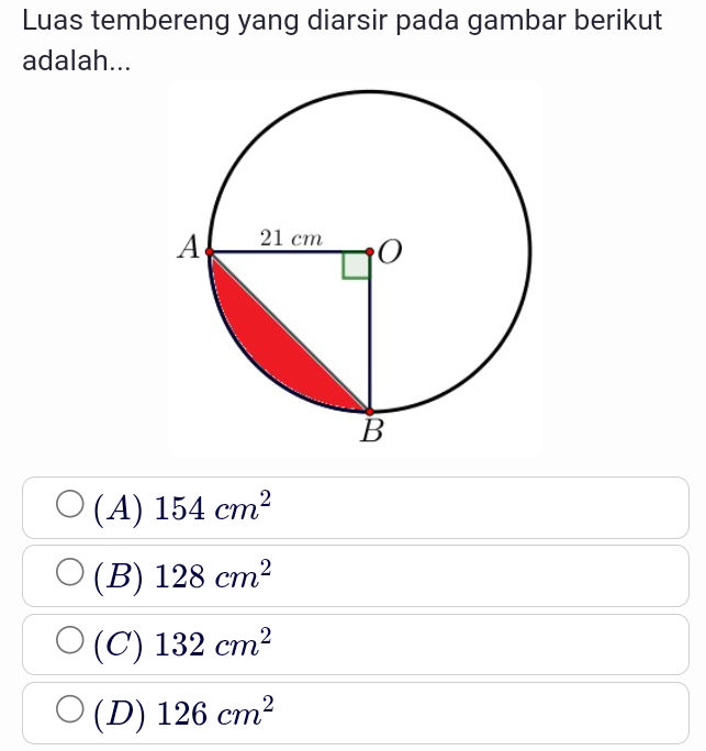 Luas tembereng yang diarsir pada gambar | StudyX
