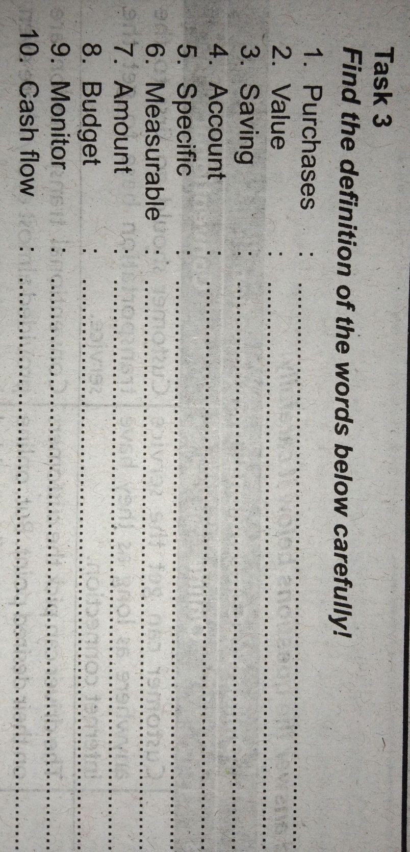 Task 3 Find the definition of the words | StudyX
