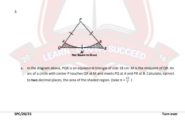 In the diagram above, PQR is an equilateral | StudyX