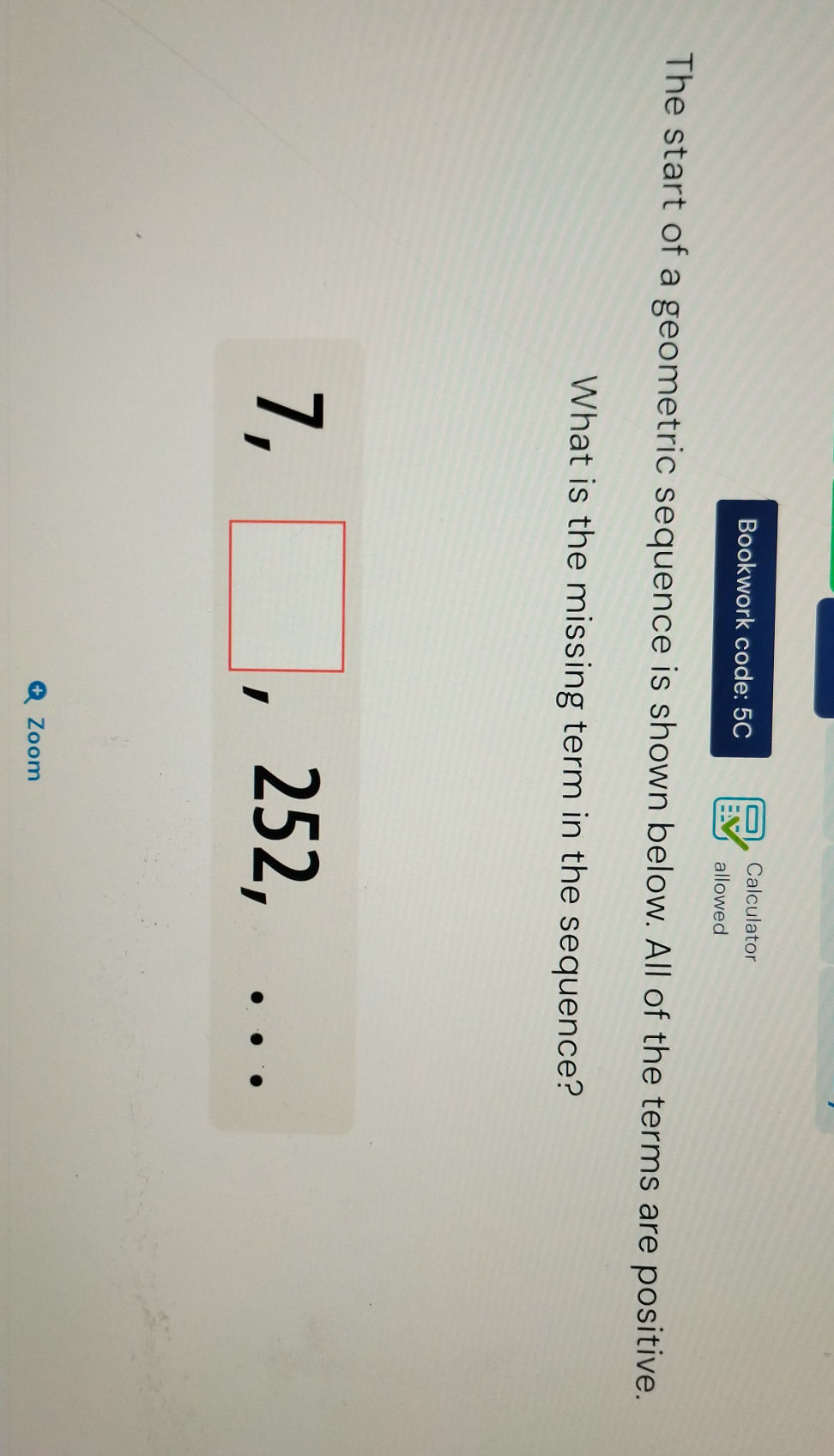 The start of a geometric sequence is shown | StudyX