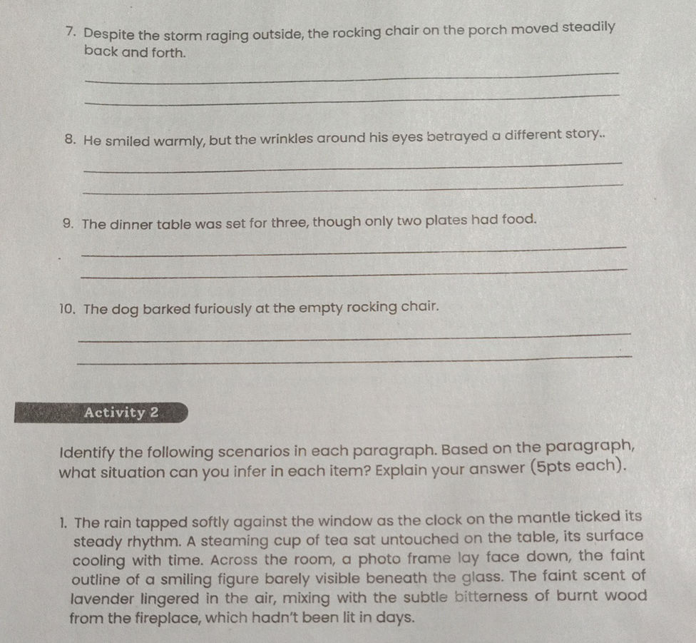 Identify the following scenarios in each | StudyX