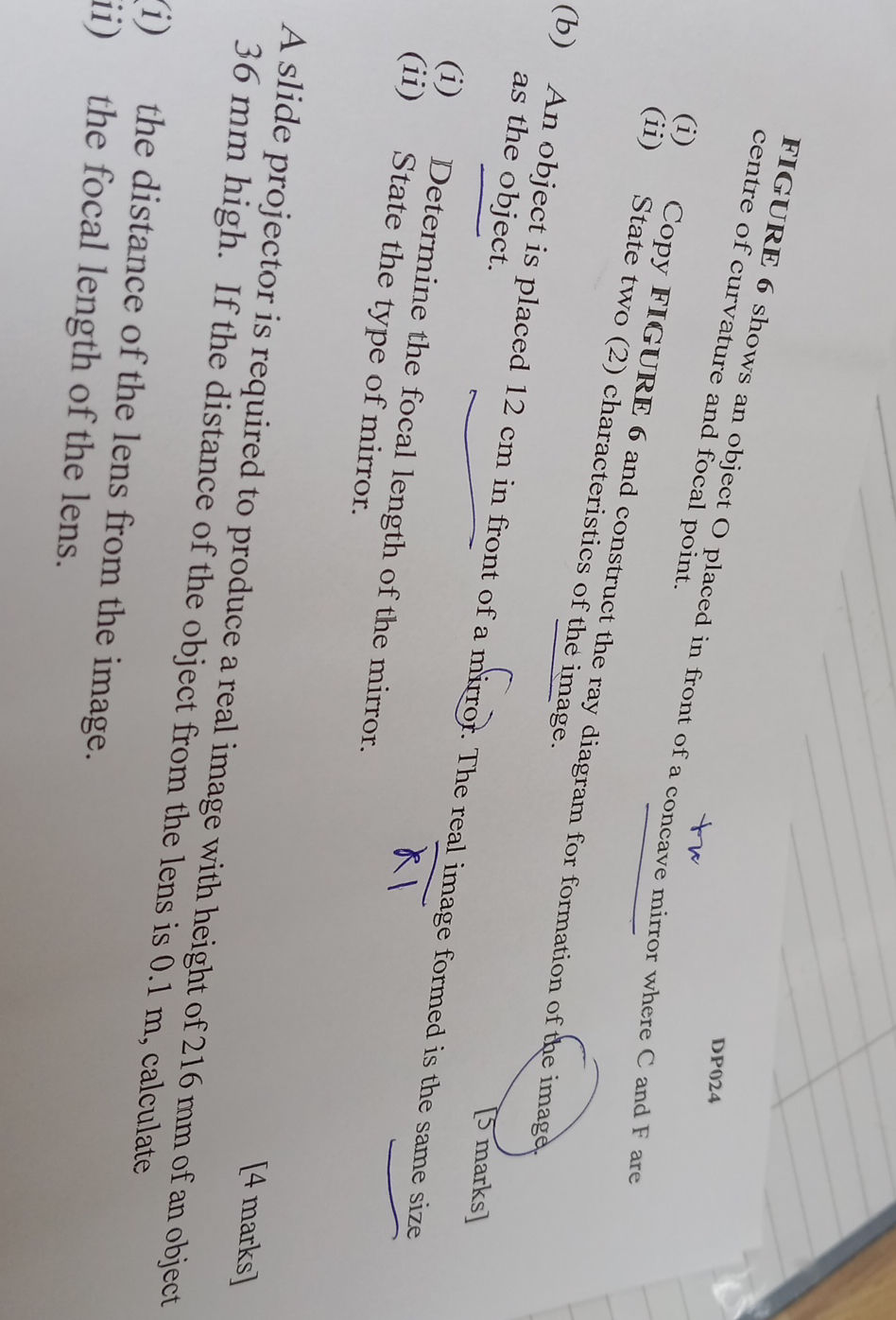 (b) An object is placed 12 cm in front of a | StudyX
