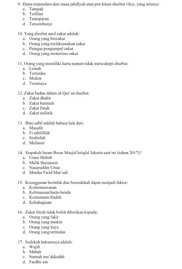 9. Harta terpendam dari masa jahiliyah atau | StudyX