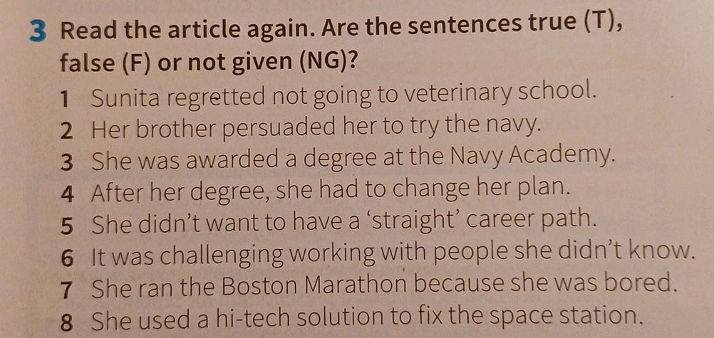 3 Read the article again. Are the sentences | StudyX