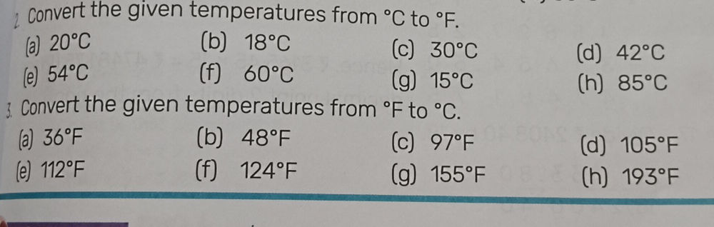 1. Convert the given temperatures from °C to | StudyX