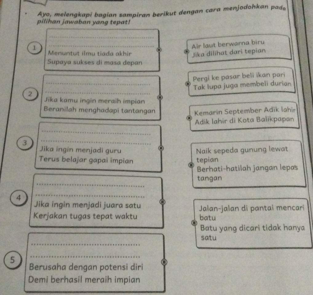 Ayo, melengkapi bagian sampiran berikut | StudyX