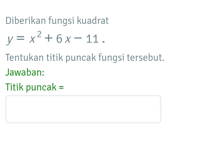 Diberikan fungsi kuadrat $y = x^2 + 6x - | StudyX