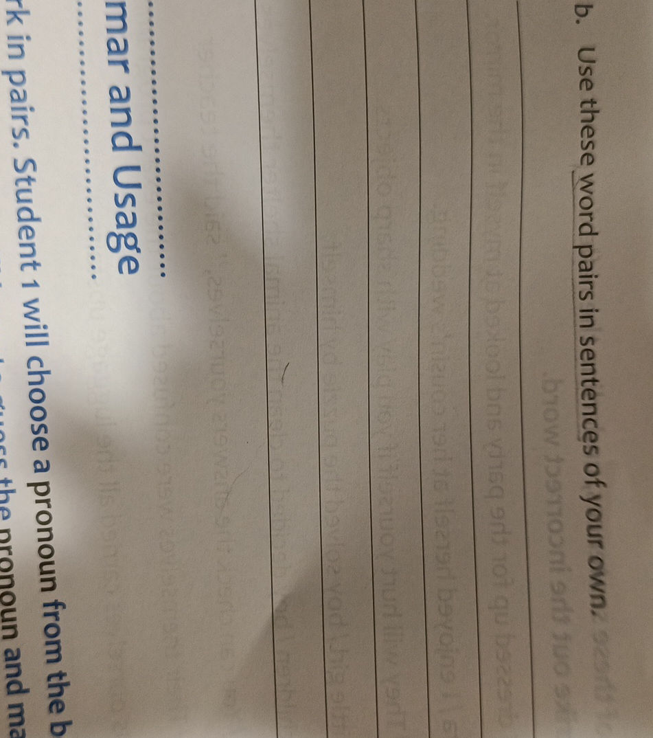 b. Use these word pairs in sentences of your | StudyX