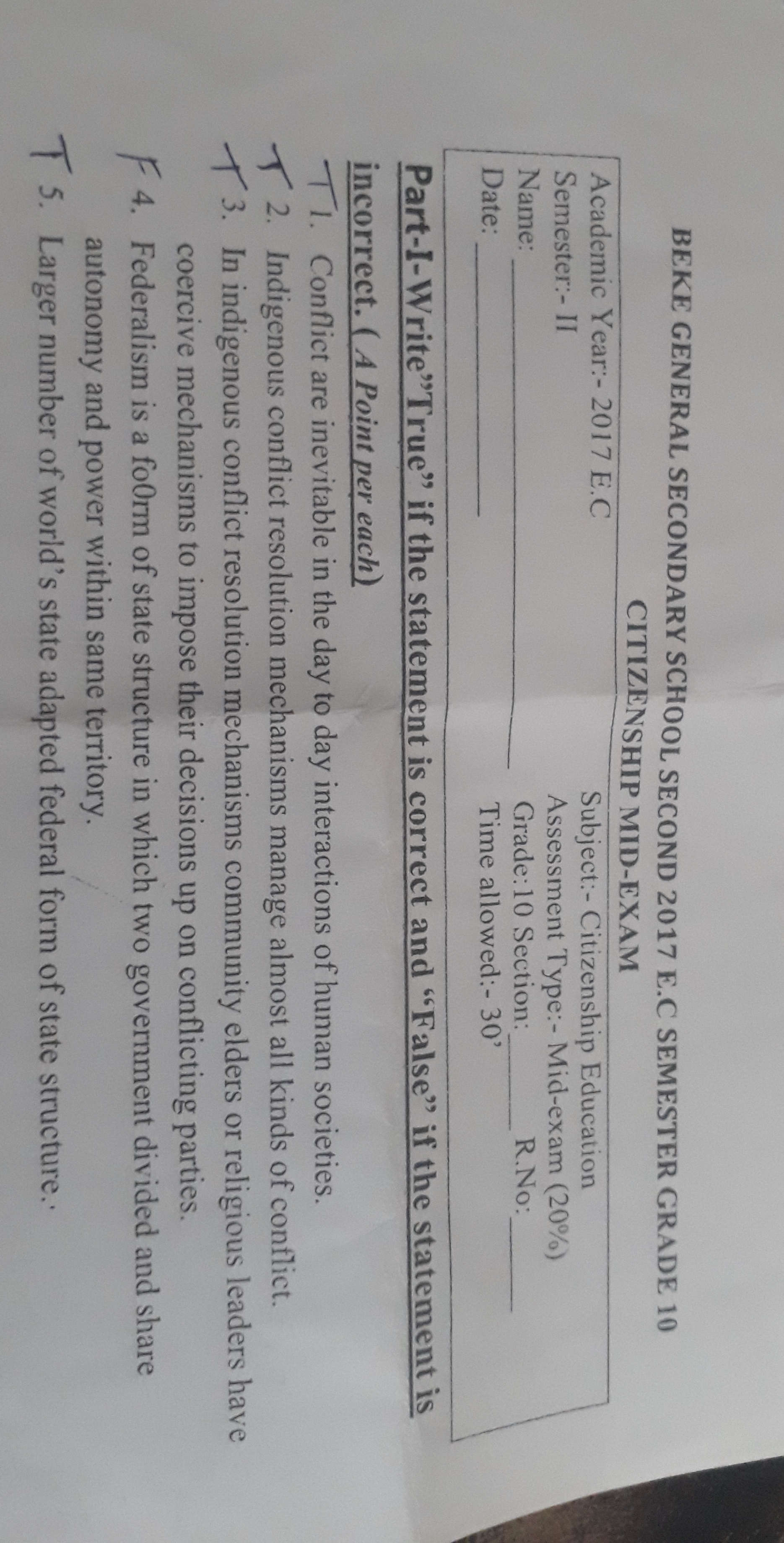 Part-I-Write "True" if the statement is | StudyX