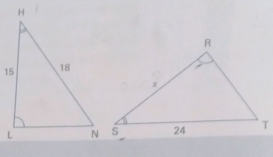 The image shows two similar triangles. The | StudyX